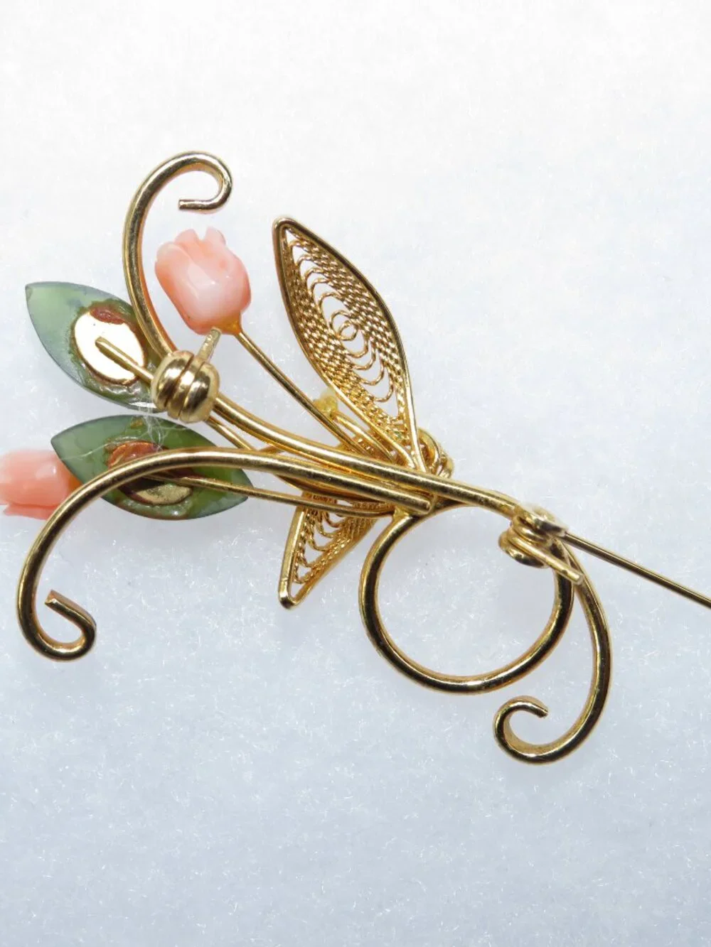 Source Unknown | Jewelry | Vintage Gold Tone Enamel Flower Brooch Pin ...
